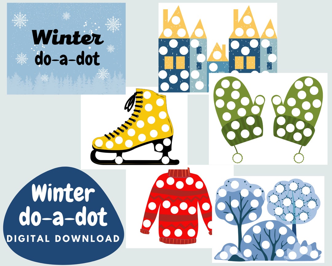Winter Play Dough Mats, Winter Do a Dot Worksheets for Kids, Winter ...