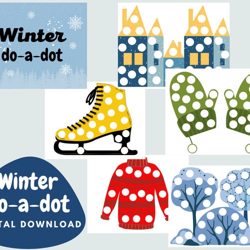 Winter Play Dough Mats Winter Do a Dot Worksheets for Kids - Etsy