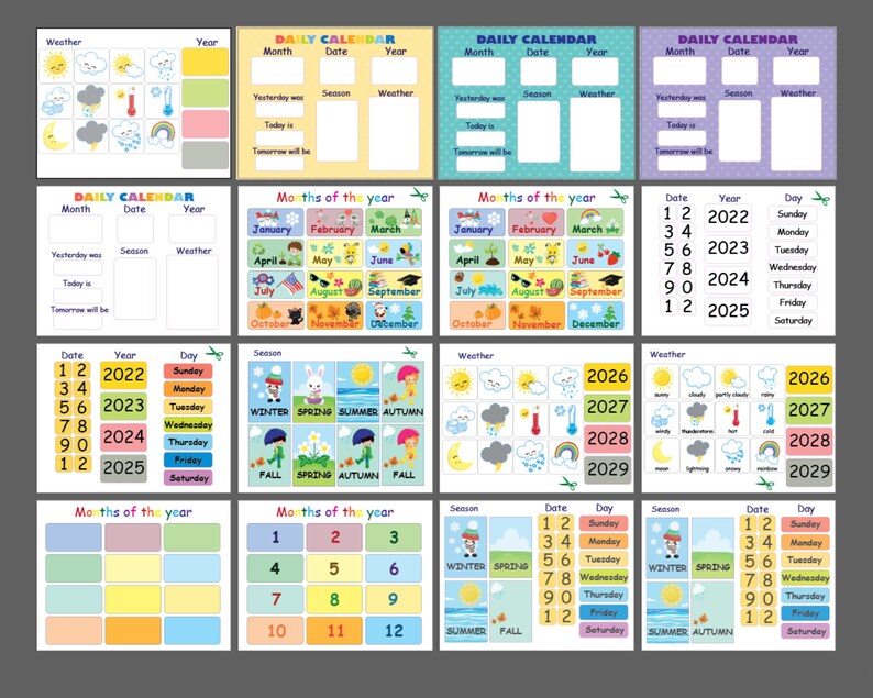 Kids Daily Calendar 2024, Morning Board, Preschool Printables, Months ...