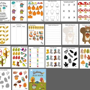 Fall Busy Book for Toddlers, Autumn Printable Quiet Book, Preschool ...