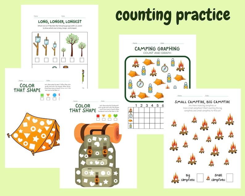Camping Worksheets for Kids Literacy and Math Learning Binder - Etsy
