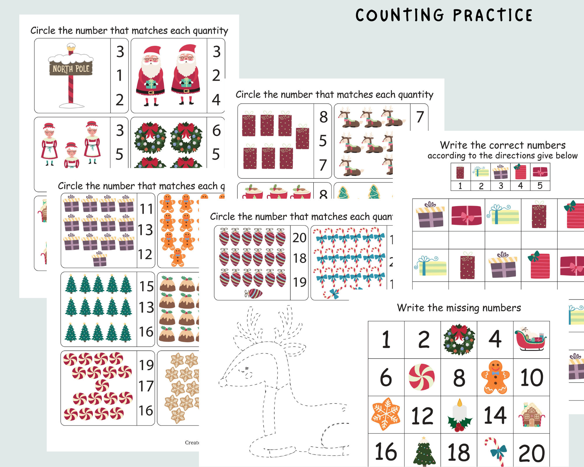 Christmas Preschool Worksheets for Kids, Winter Busy Book Printable ...