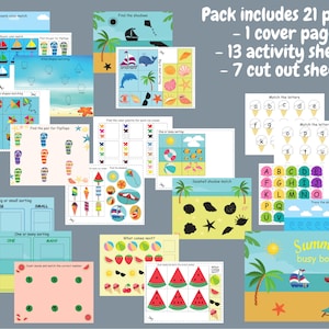 Summer Activity Book, Beach Busy Book Toddler Printable, Learning Book ...