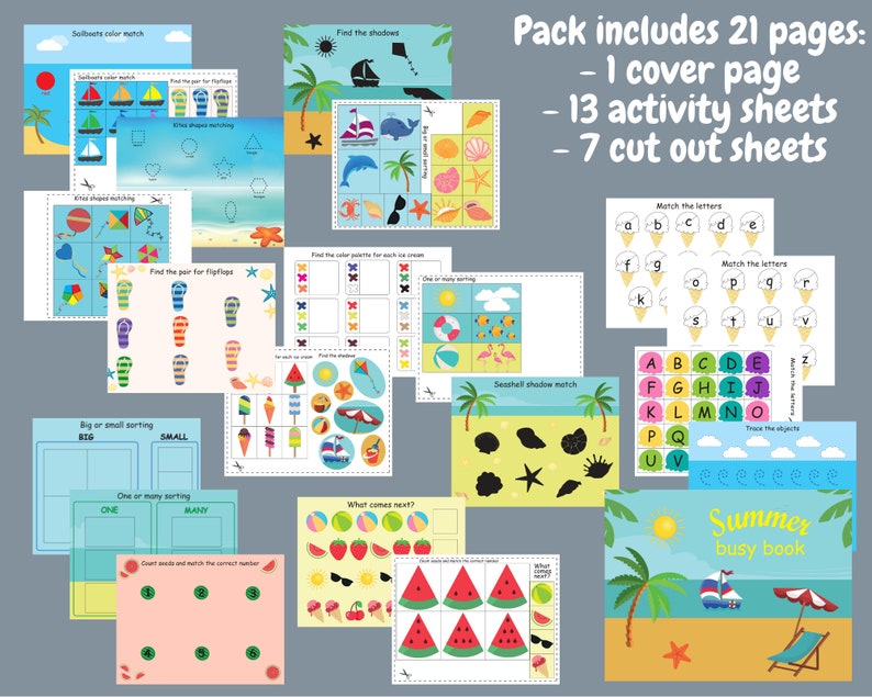 Summer Activity Book Beach Busy Book Toddler Printable - Etsy