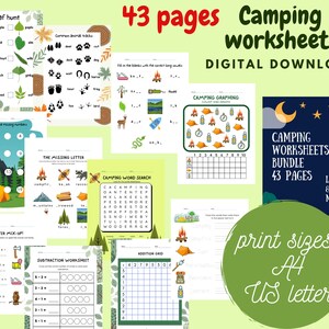 Camping Worksheets for Kids, Literacy and Math Learning Binder for ...