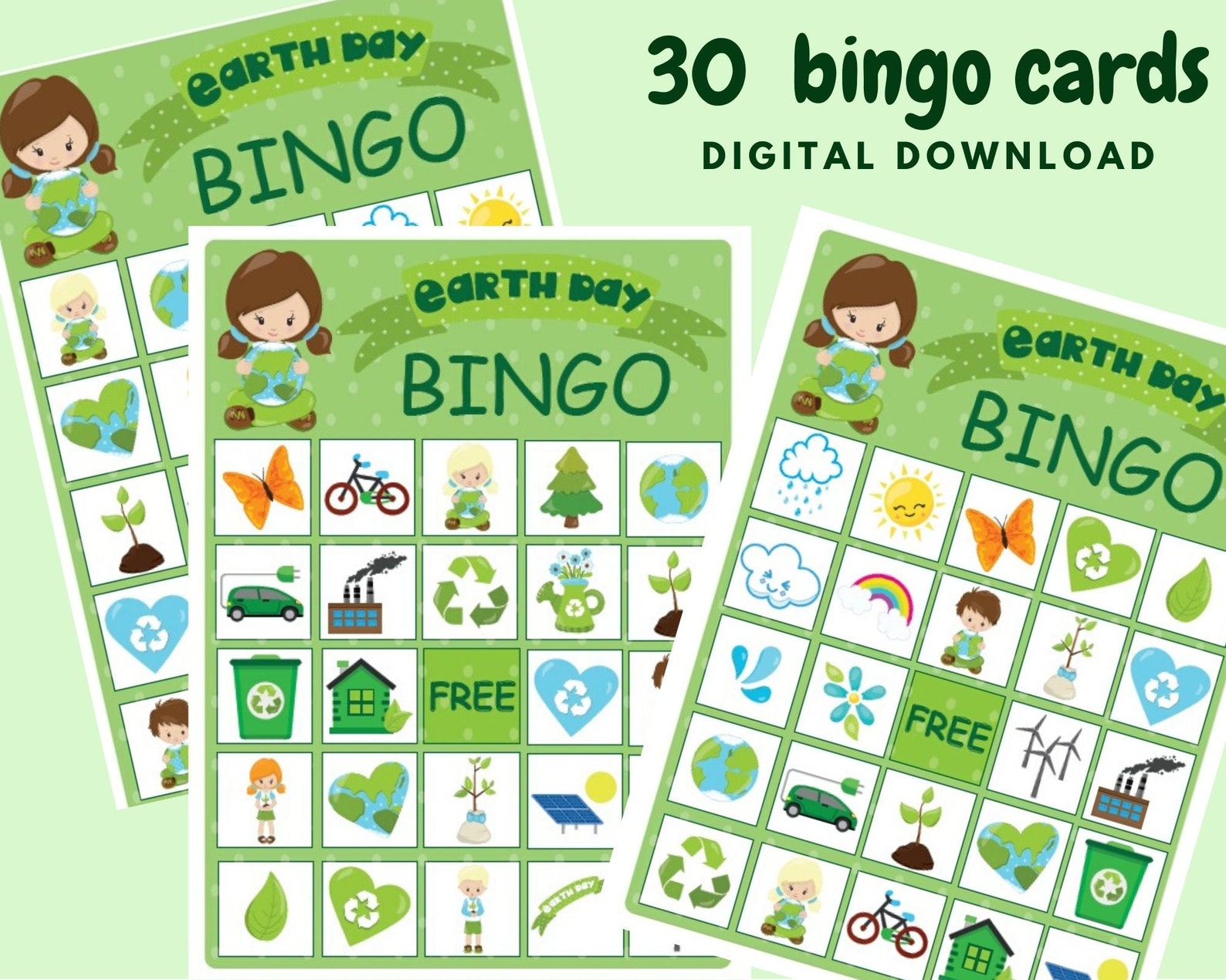 Earth Day BINGO Game, Ecology Bingo Cards, Eco Printable Game for Kids ...