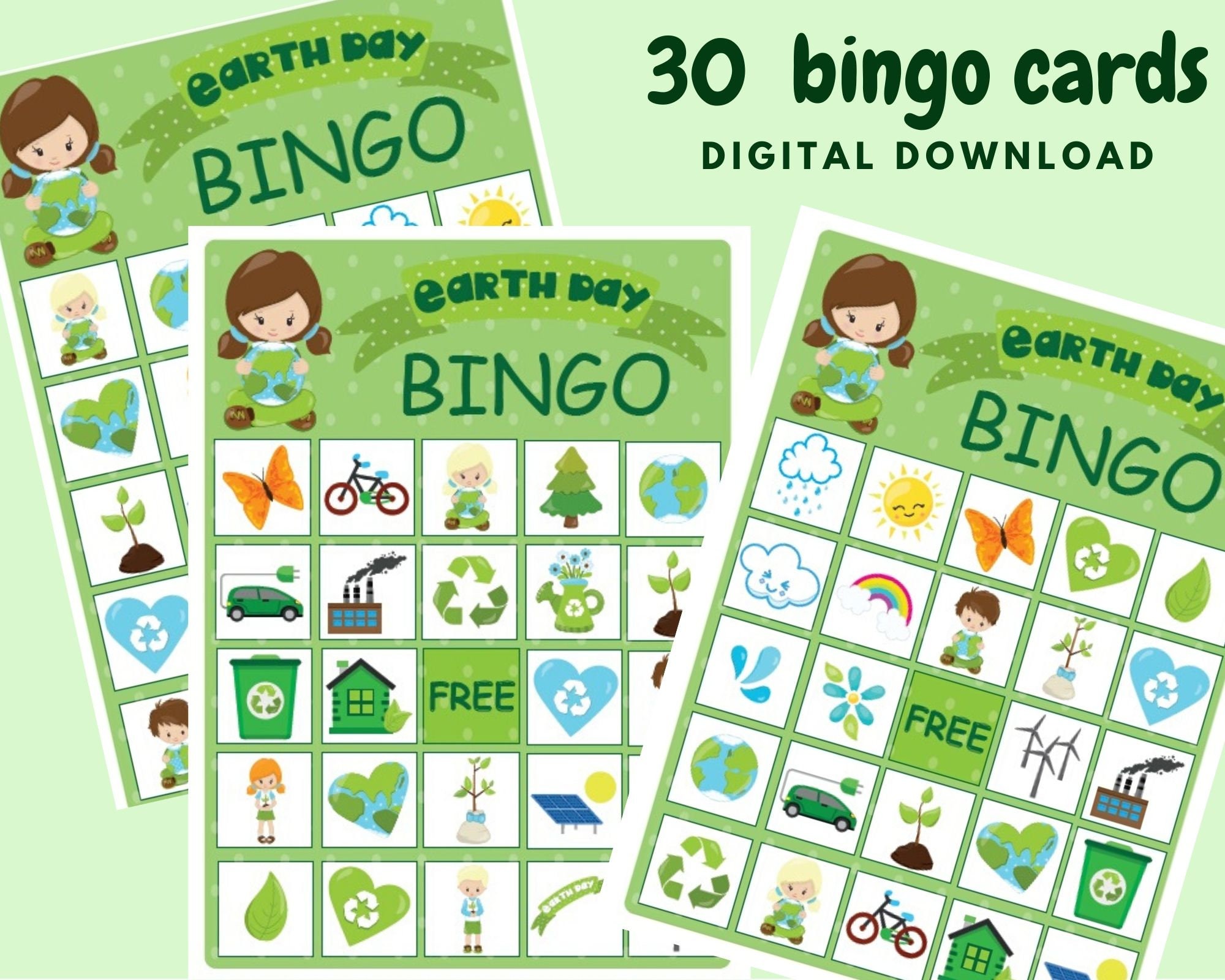 Earth Day BINGO Game Ecology Bingo Cards Eco Printable Game - Etsy