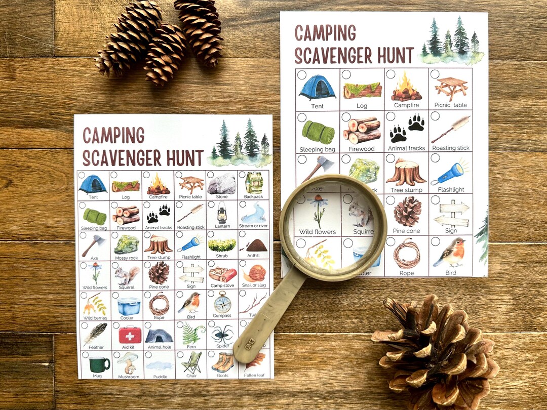Camping Scavenger Hunt, Summer Outdoor Treasure Hunt, Kids Camping Game ...