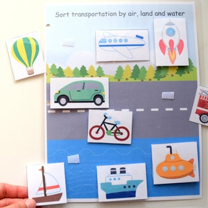 Transportation Sort Worksheet, Busy Book Preschool Printable Activity ...