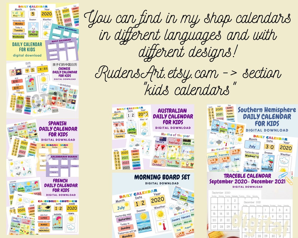 French Kids Calendar With Weather and Emotion Chart, Morning Board ...