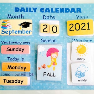Kids Calendar and Weather Chart as a Montessori Materials or Classroom ...