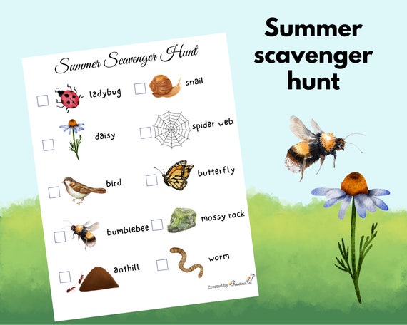 Summer Scavenger Hunt for Kids Summer Printable Activity for - Etsy