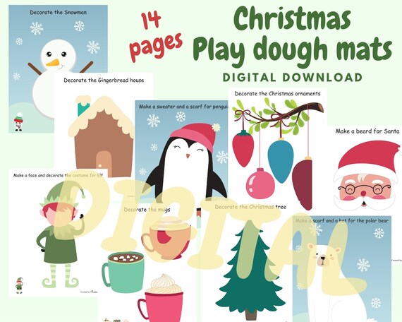 Winter Play Dough Mats for kids Playdough Activity Mats for | Etsy