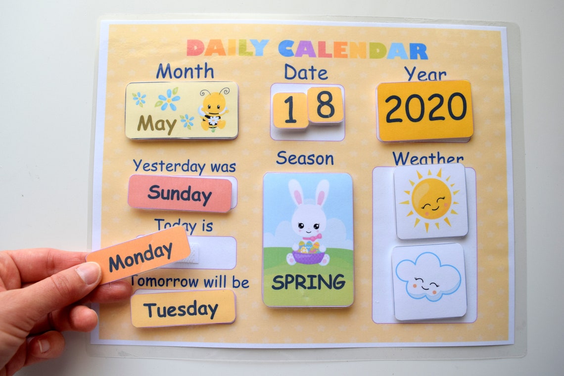 Kids Daily Calendar 2024, Morning Board, Preschool Printables, Months ...