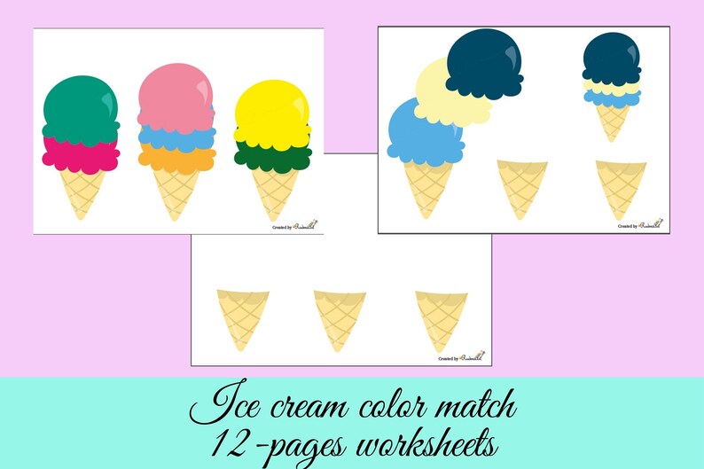 Ice cream color matching game Printable busy book Color | Etsy