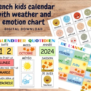French Kids Calendar With Weather and Emotion Chart, Morning Board ...