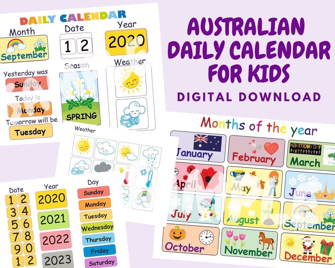 Australian Kids Daily Calendar 2024, Morning Board, Preschool ...