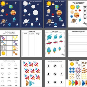 Space Busy Book, Solar System Cut and Glue Activity Book, Printable ...