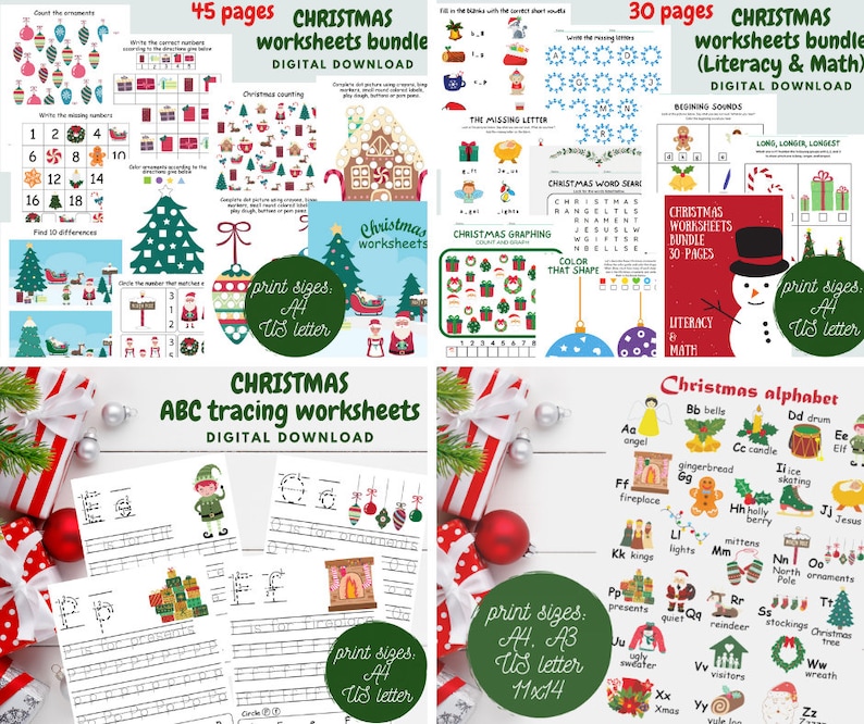 Christmas Worksheets Mega Bundle Winter Printable Busy Book | Etsy