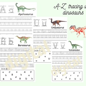 ABC Tracing Worksheets With Dinosaurs, Dino Alphabet Preschool ...
