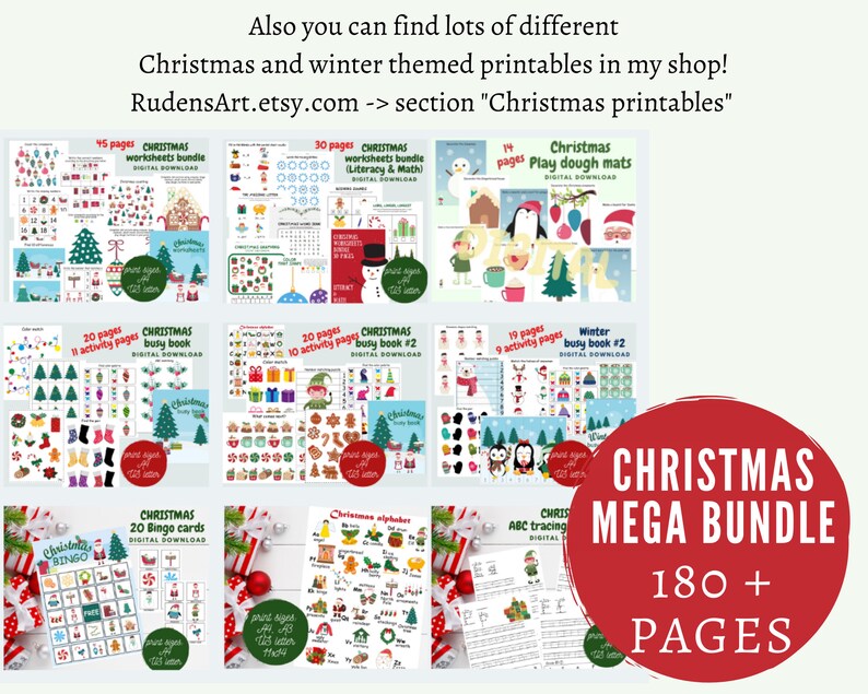 Christmas Preschool Worksheets for Kids Winter Busy Book - Etsy