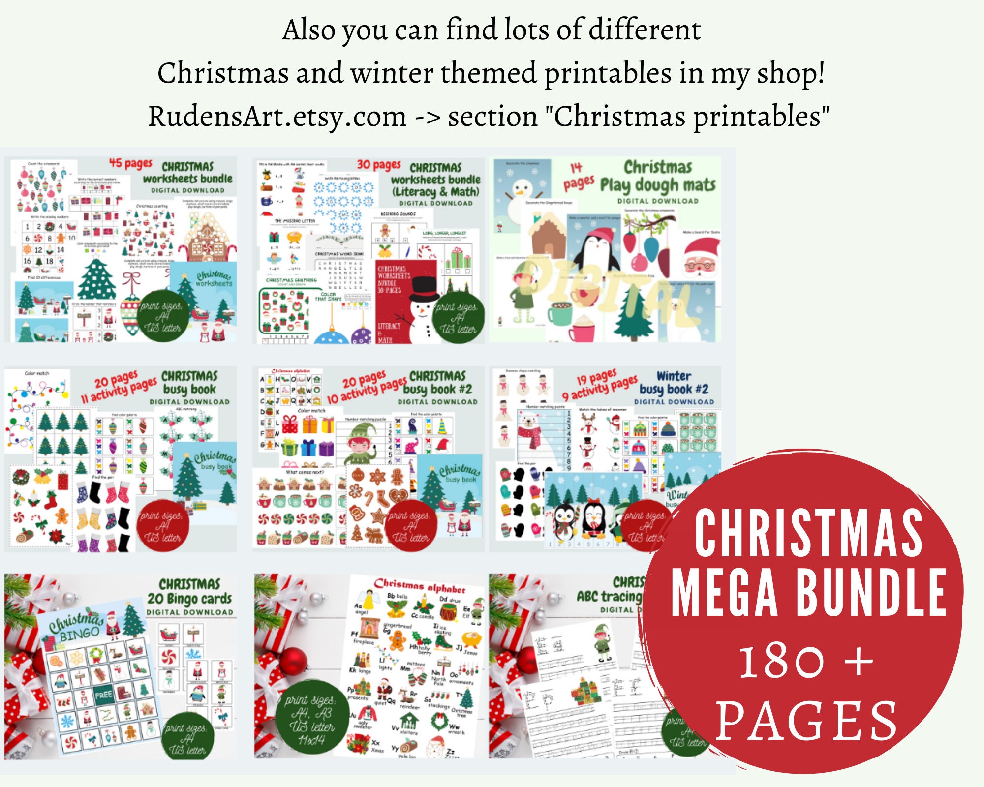 Christmas Preschool Worksheets for Kids Winter Busy Book | Etsy