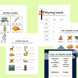 Camping Worksheets for Kids, Literacy and Math Learning Binder for ...