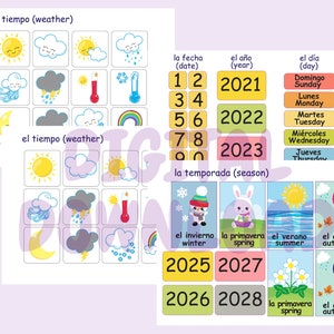 Spanish-english Kids Calendar 2024 and Weather Chart, Custom Morning ...