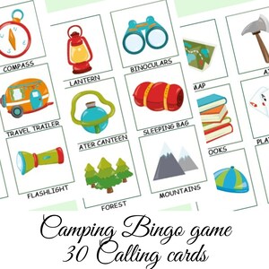 30 Camping Bingo Cards, Printable Bingo Game, Summer Camp BINGO for ...