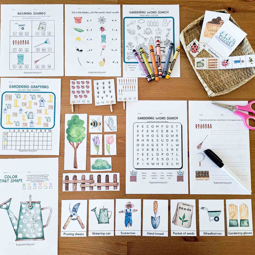 Gardening Unit Study, Gardening Learning Pack - Flashcards, Tracing and ...