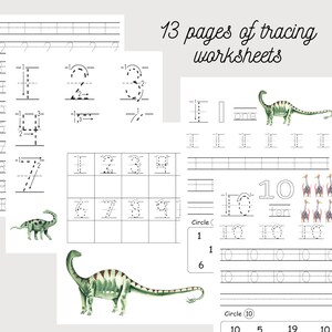 Number Tracing Preschool Worksheets With Dinosaurs, Kindergarten ...