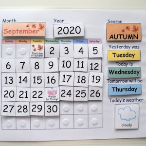Perpetual Calendar for Kids, Daily Calendar for Toddlers, Morning Board ...