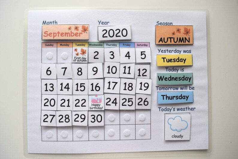Perpetual Calendar for Kids Daily Calendar for Toddlers - Etsy Canada