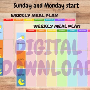 Kids Meal Planner Editable, Visual Weekly Meal Calendar, Kids Menu ...