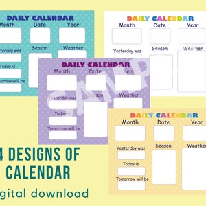 Kids Calendar and Weather Chart as a Montessori Materials or Classroom ...