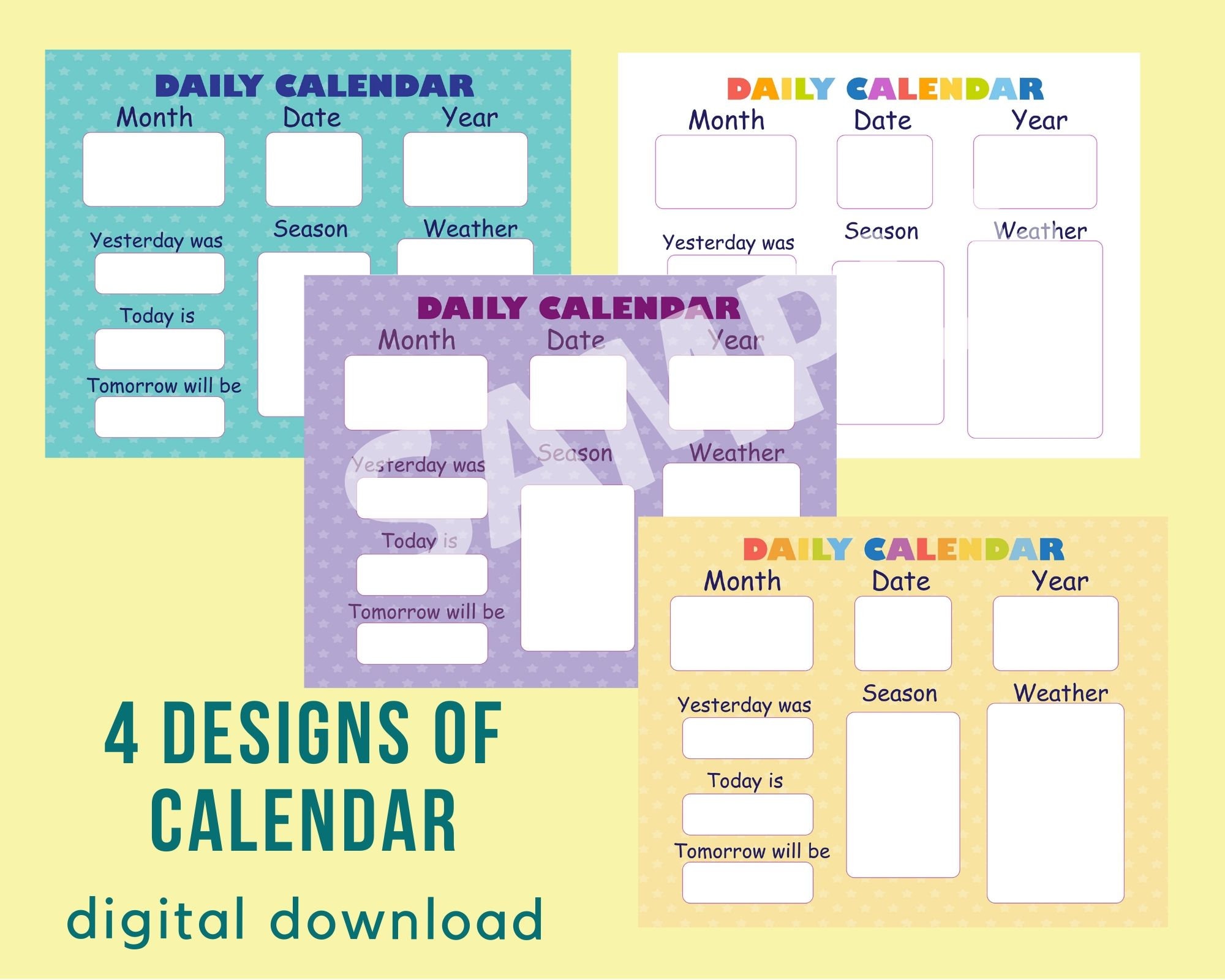 Kids Calendar and Weather Chart as a Montessori Materials or Classroom ...