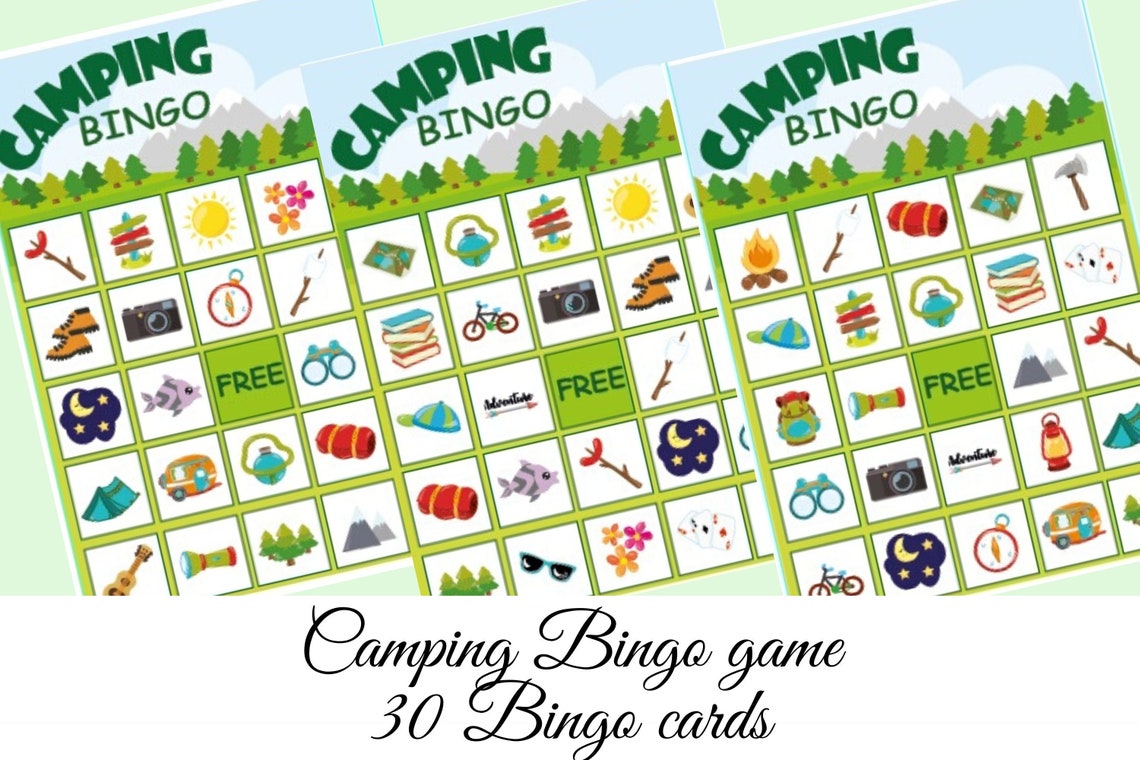 30 Camping Bingo Cards Printable Bingo Game Summer Camp - Etsy