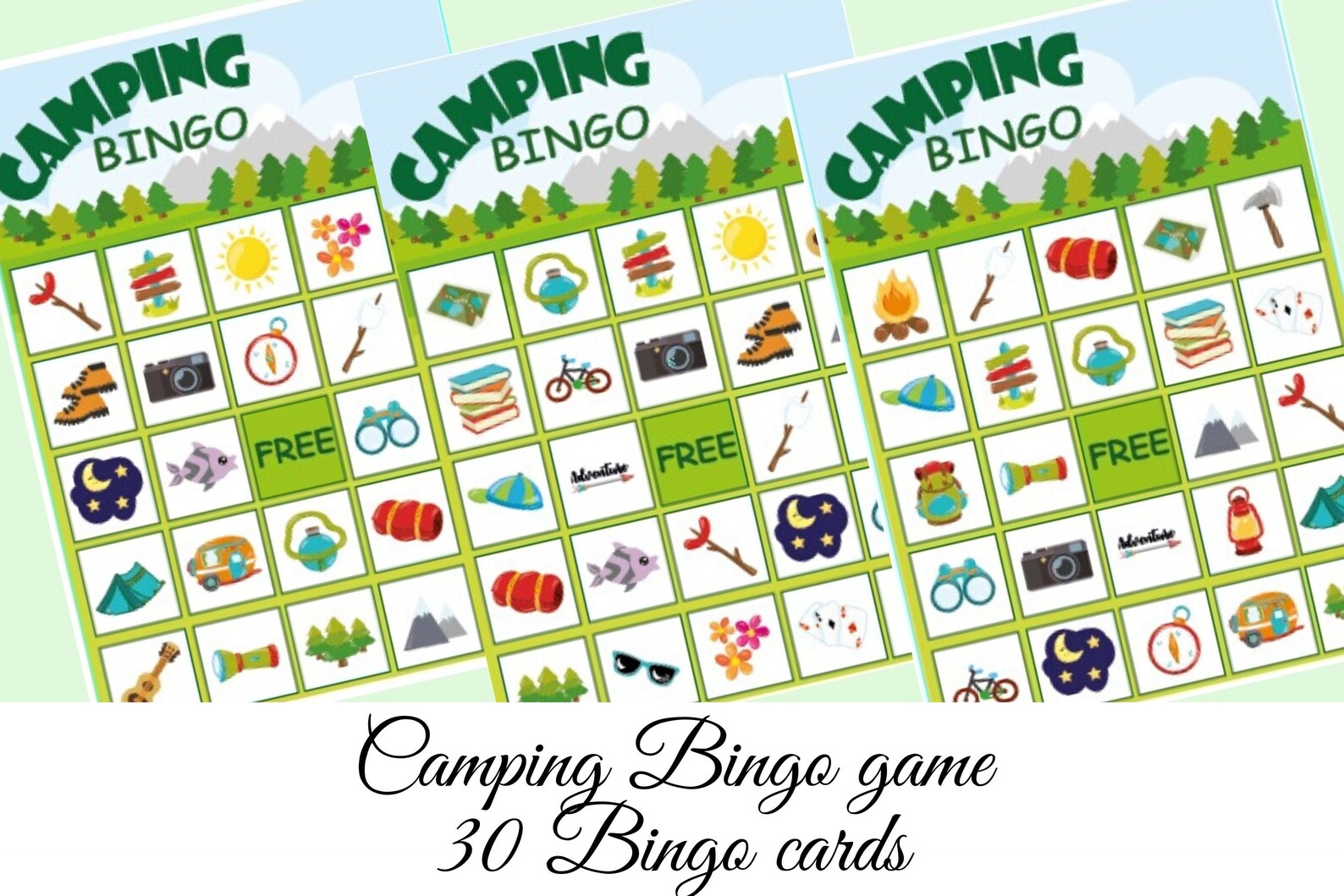 30 Camping Bingo Cards Printable Bingo Game Summer Camp - Etsy