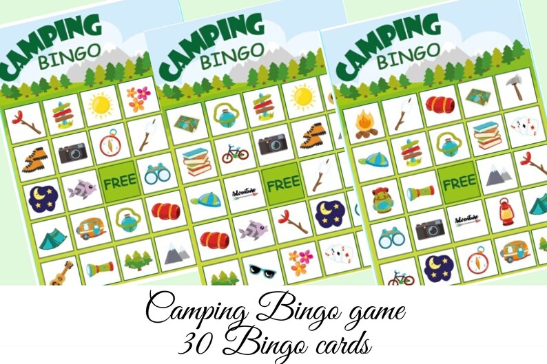 30 Camping Bingo Cards, Printable Bingo Game, Summer Camp BINGO for ...