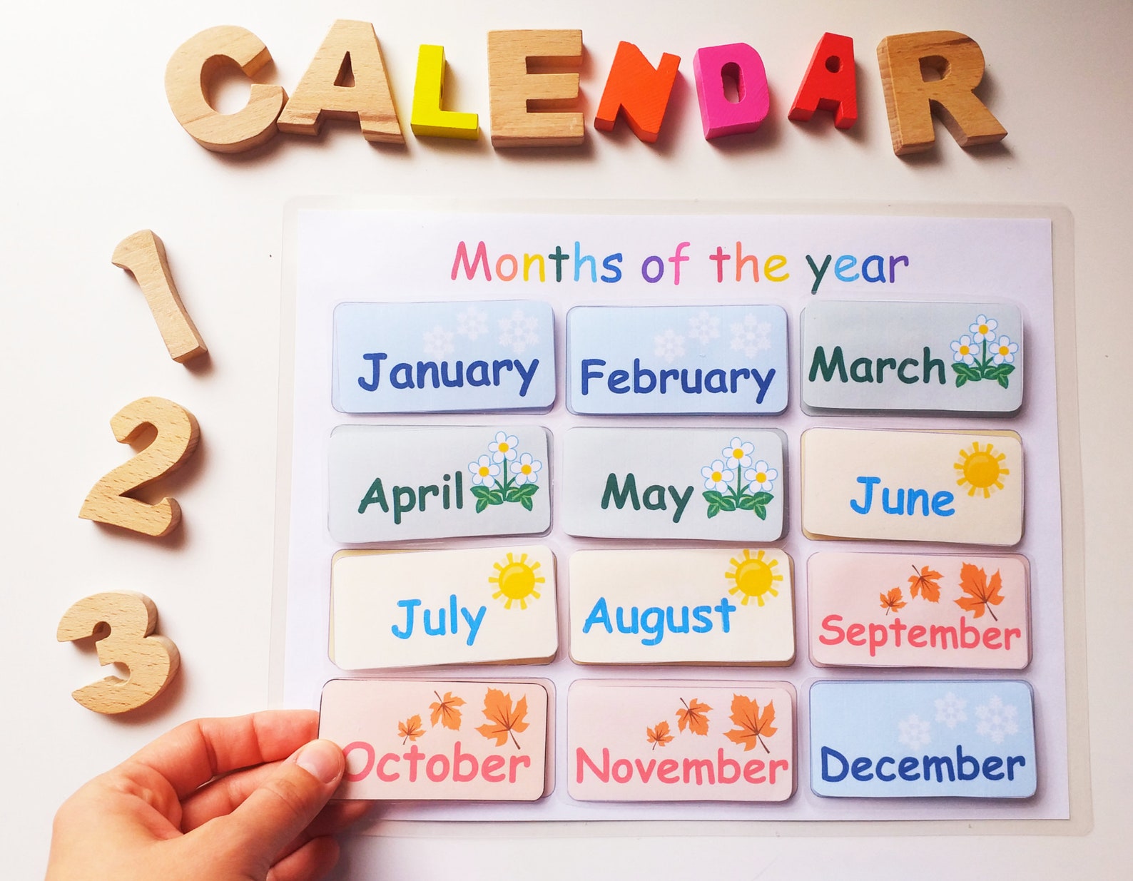 Kids Calendar and Weather Chart as a Montessori Materials or | Etsy