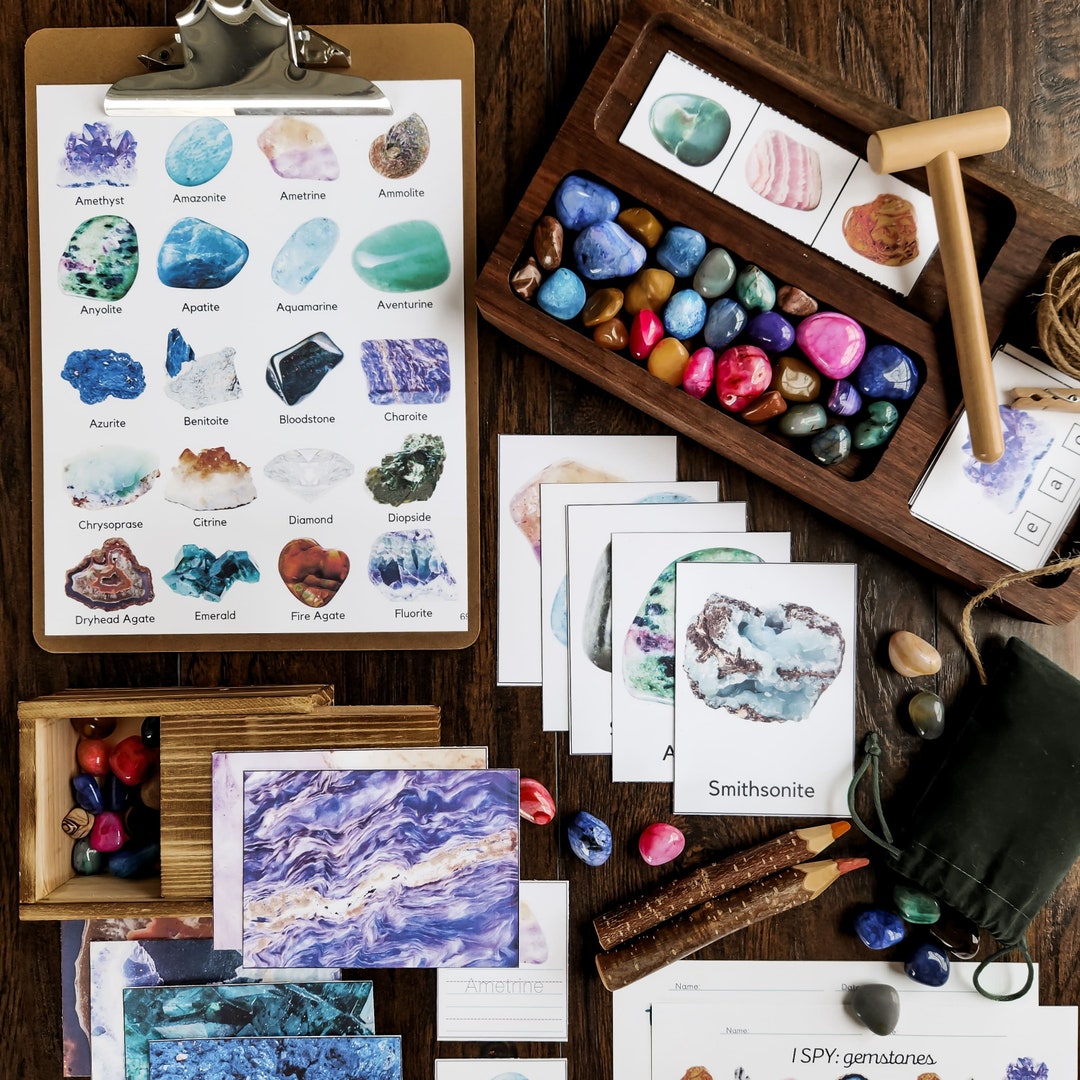 Gemstones Unit Study, Gemstones Three Part Cards, Montessori Material ...