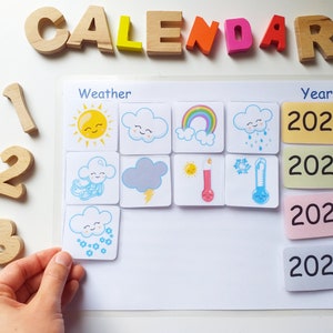 Kids Calendar and Weather Chart as a Montessori Materials or Classroom ...