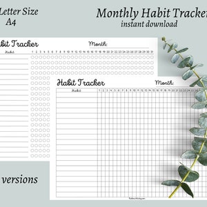 Monthly Habit Tracker Printable Template, Daily Routine Tracking Habits ...