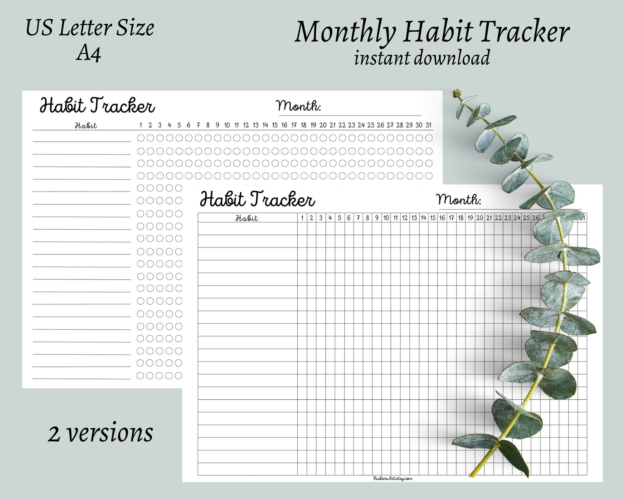 Monthly Habit Tracker Printable Template Daily Routine - Etsy Canada