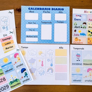 SPANISH Kids Calendar and Weather Chart, Daily Calendar for Kids ...