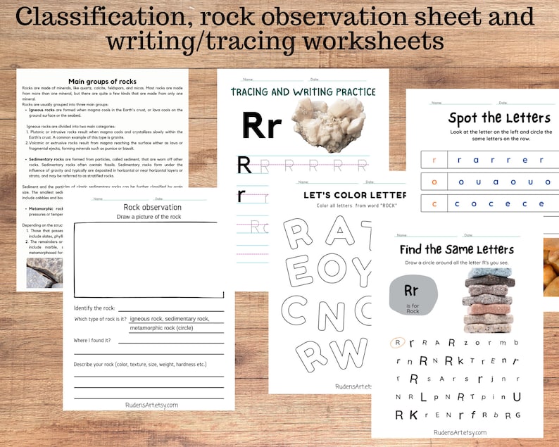 Rock Mini Study, Rock Cycle and Main Groups of Rocks Three Part Cards ...
