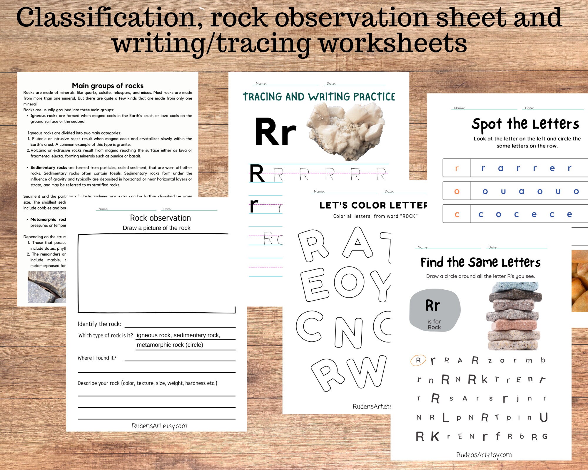 Rock Mini Study, Rock Cycle and Main Groups of Rocks Three Part Cards ...