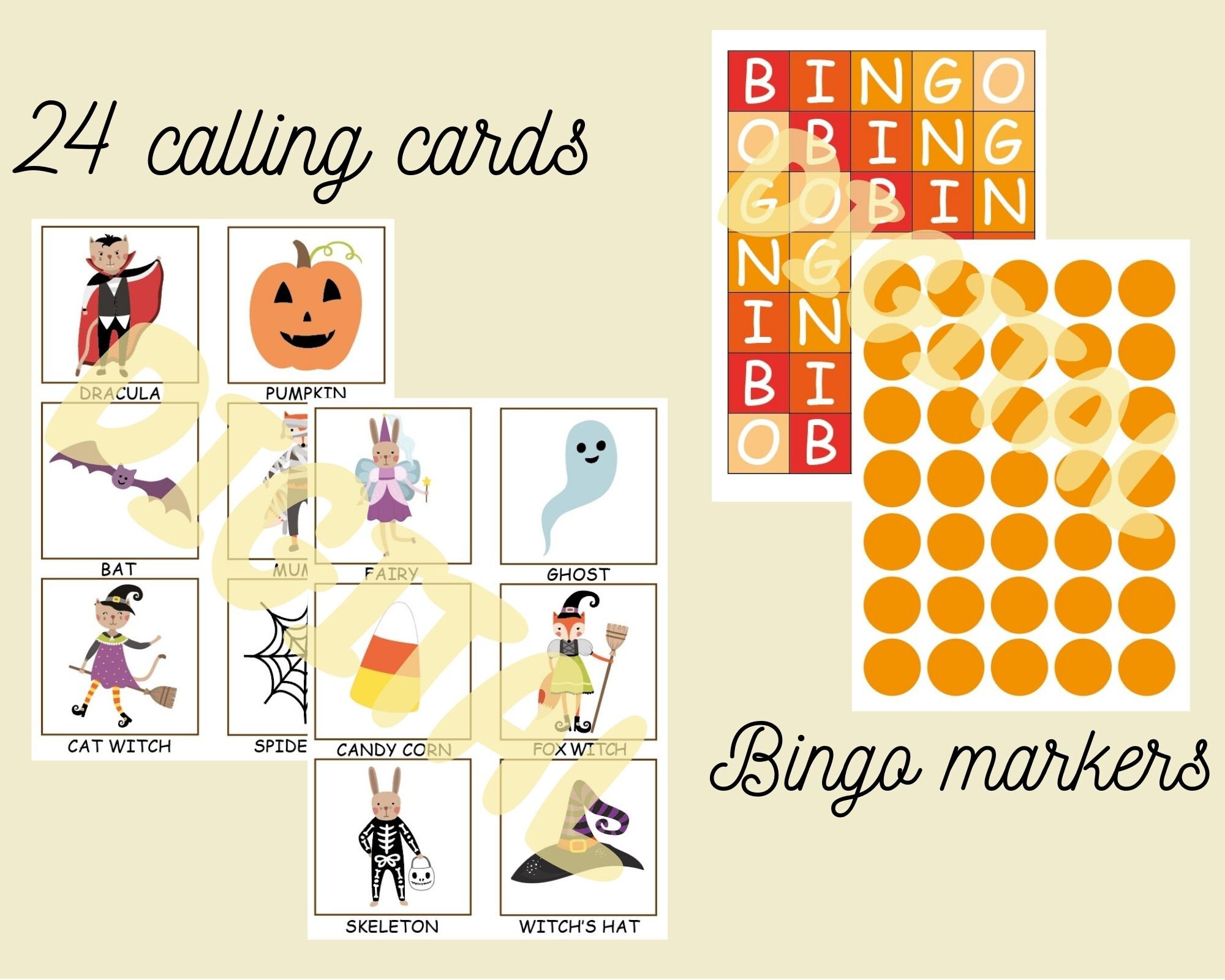 Halloween Bingo Cards for Kids Halloween Bingo Game for - Etsy