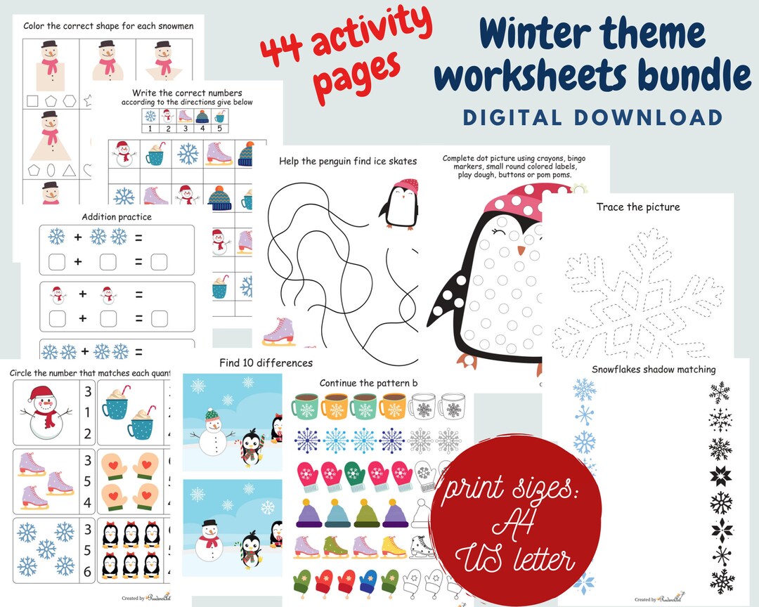Winter Preschool Worksheets for Kids, Snowman Busy Book Printable ...