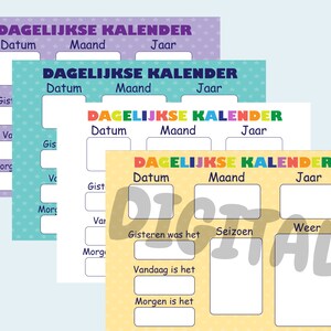 Dutch Daily Calendar and Weather Chart for Kids 2024, Netherlands ...